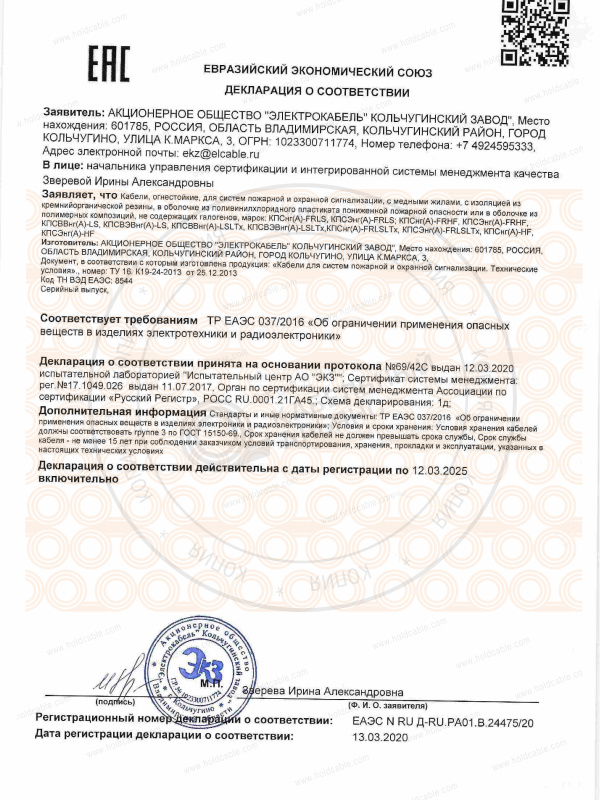 Кабель КПСЭнг(А)-FRHF - купить, цены | Холдинг Кабельный Альянс